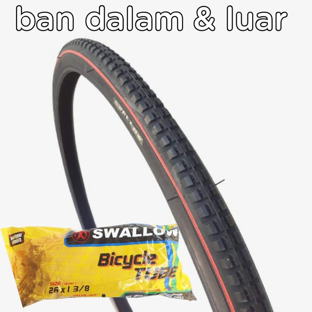 HITAM MERAH Outer Tire 26 x 1 3/8 CTB Jengki Bike. Black Red Trim ...