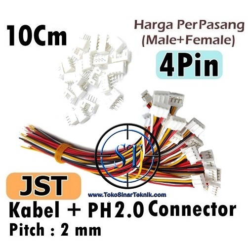 A Pair Of Micro PH 10cm 2.0mm 4-Pin JST 4-line Connector Plug Cable ...