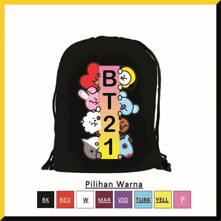 Stringbag Korean Drawstring Backpack KPOP BT21 BTS Tiny Tan New ...