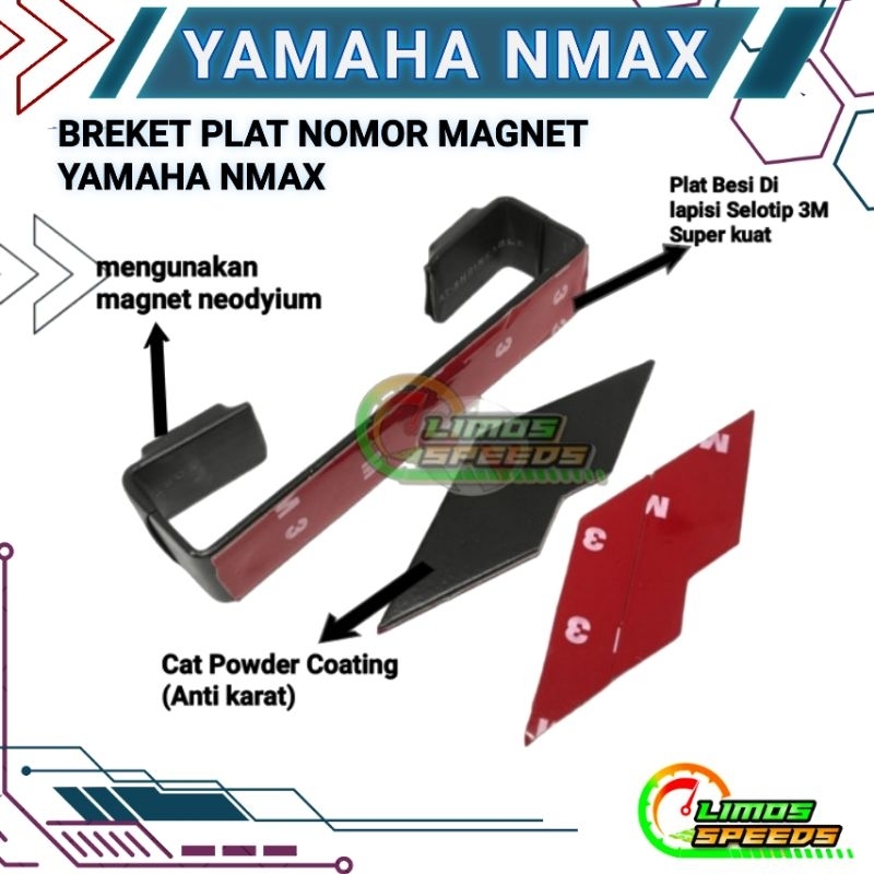 Yamaha NMAX magnet NUMBER PLATE BREQUETTE Yamaha NMAX magnetic number ...