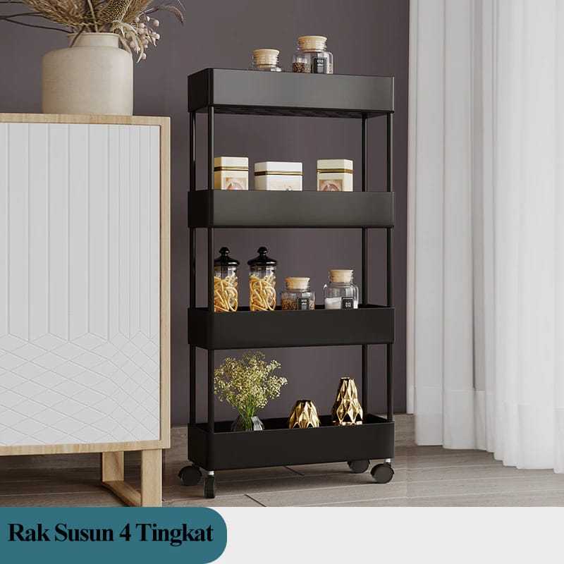 BEST Bathroom Trolley Shelf 4 Tier Multi-Purpose Stacking Shelf With ...