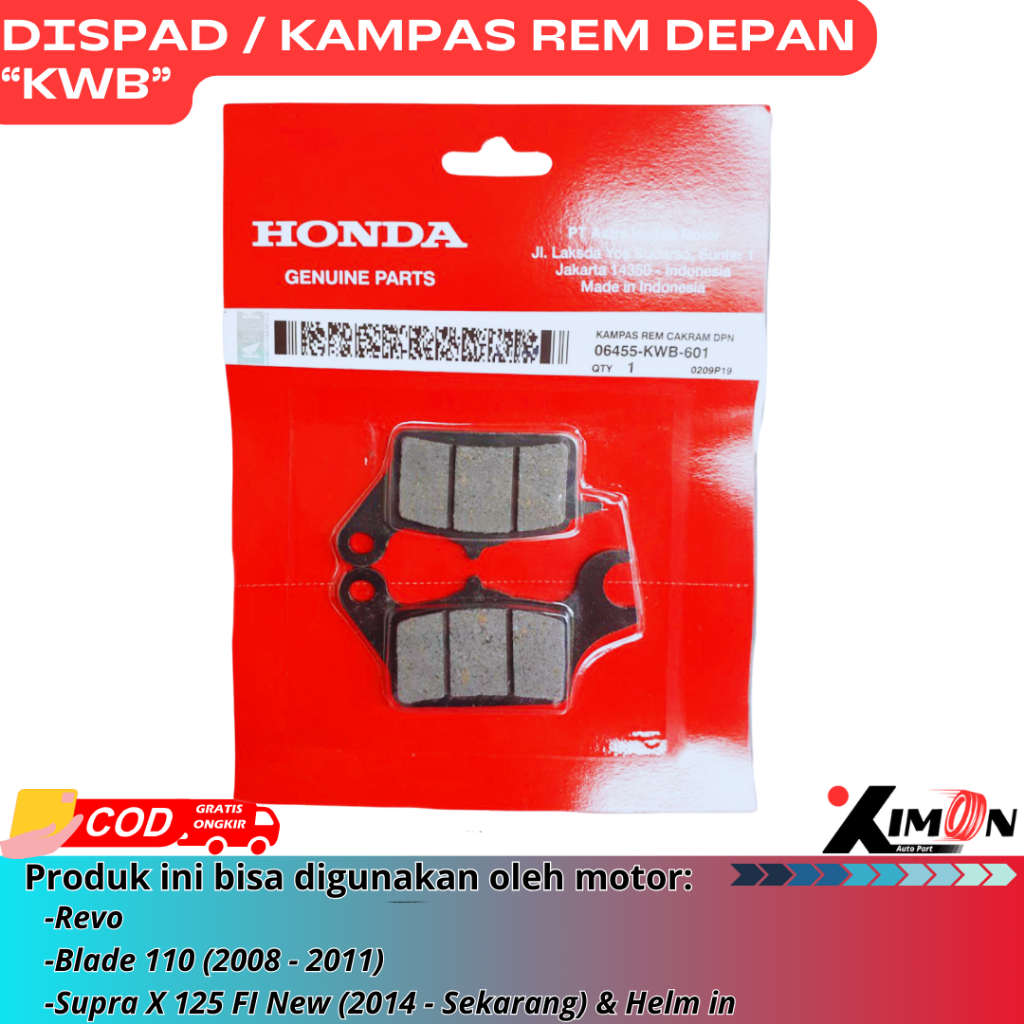 Revo Supra X 125 FI Blade Front Brake Pad Dispad In Helmet / Revo Blade ...