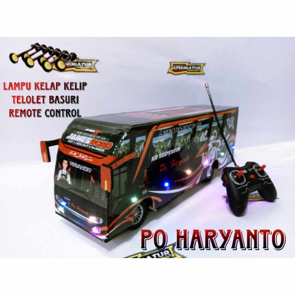 Miniature Toy Telolet Basuri Bus Remote Control Full Lights | Shopee ...