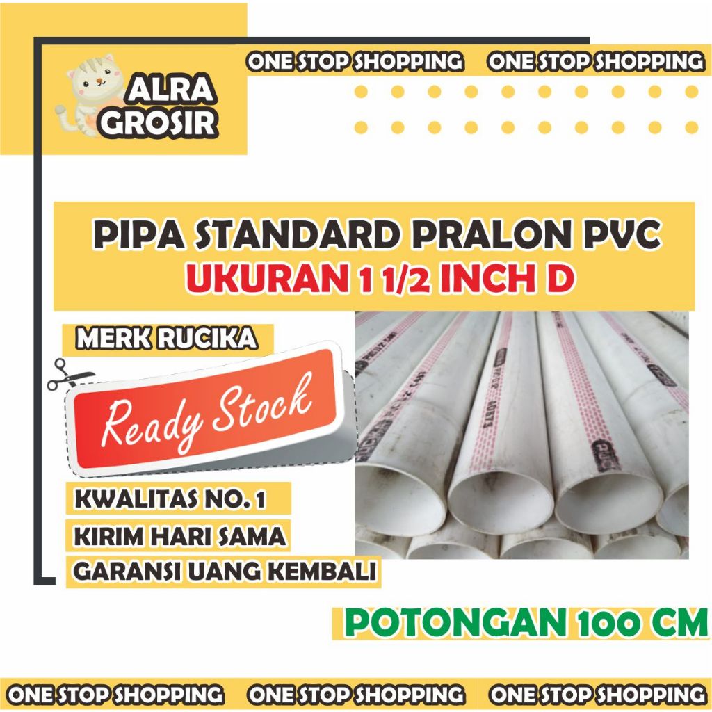 Pralon PVC STANDARD RUCIKA PIPE 1 1/2 INCH D CUTTING 100 CM | Shopee ...