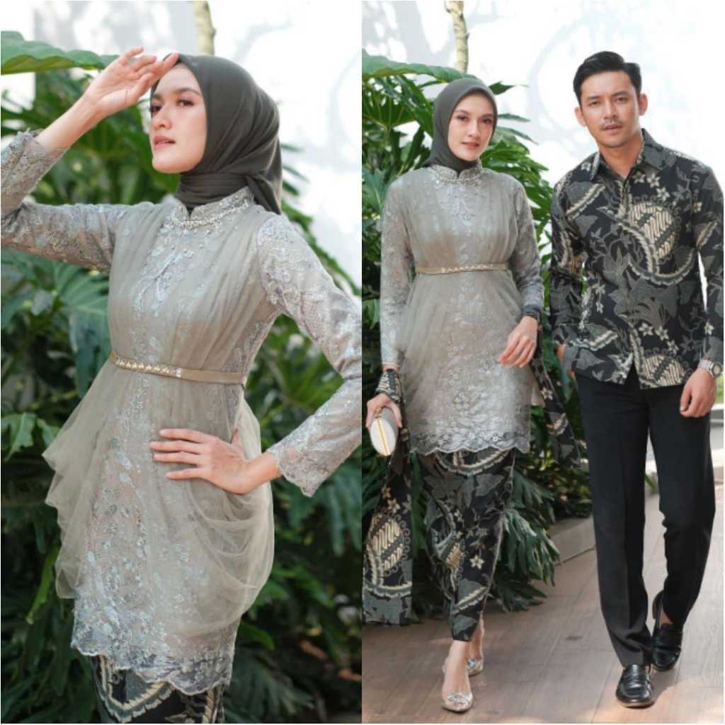 Series GREEN COUPLE KEBAYA Latest BATIK MODERN Family Uniform SET ...