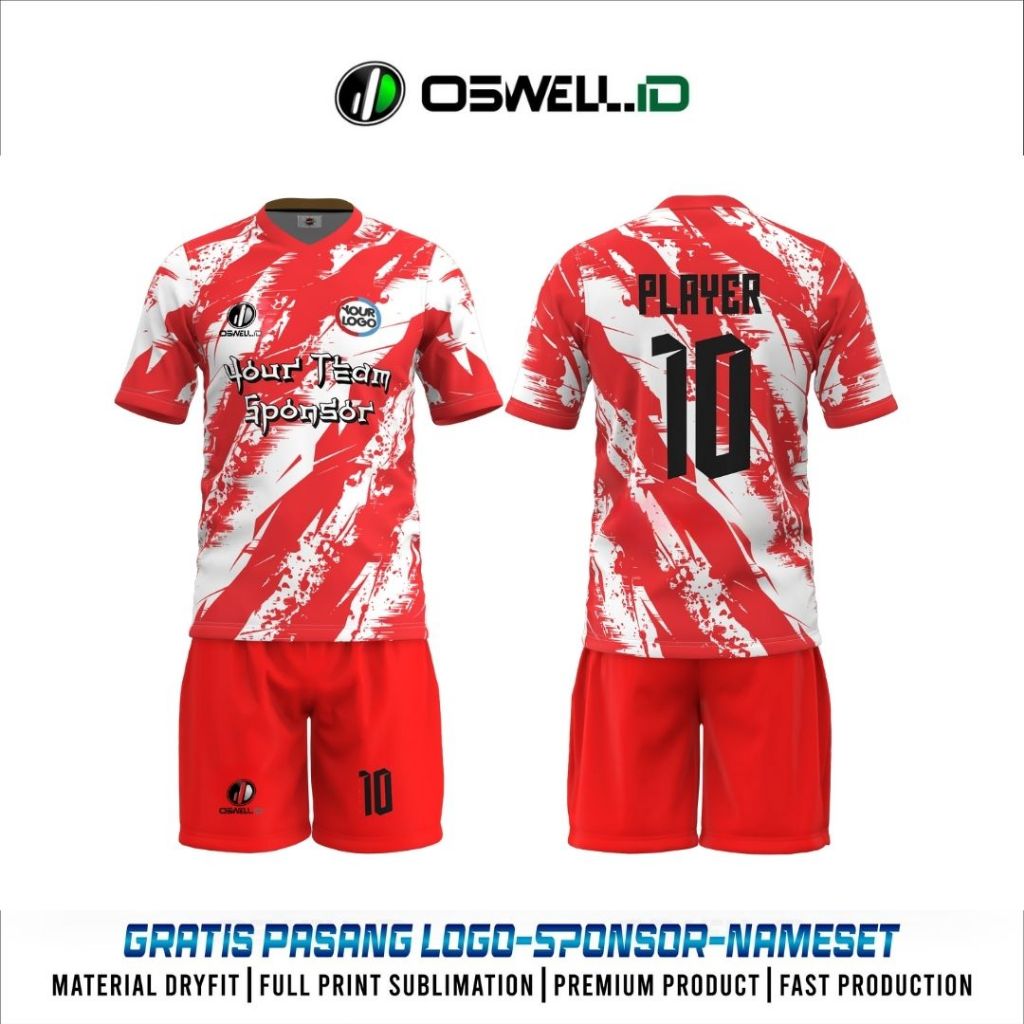 MERAH PUTIH Free Red And White Futsal And Football Jersey Custom Logo ...