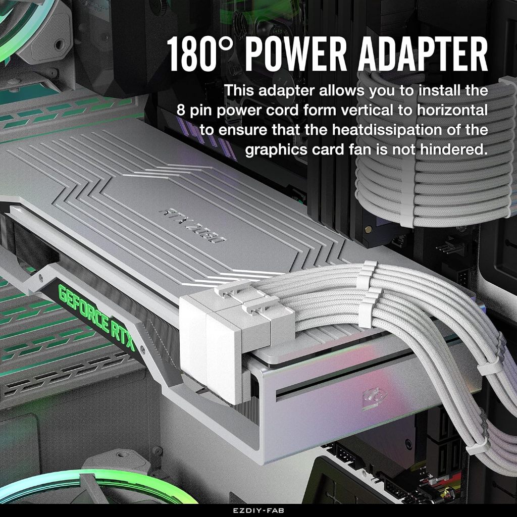 Ezdiy-fab GPU VGA PCIE 8pin 180 DEGREE ANGLE CONNECTOR POWER ADAPTER ...