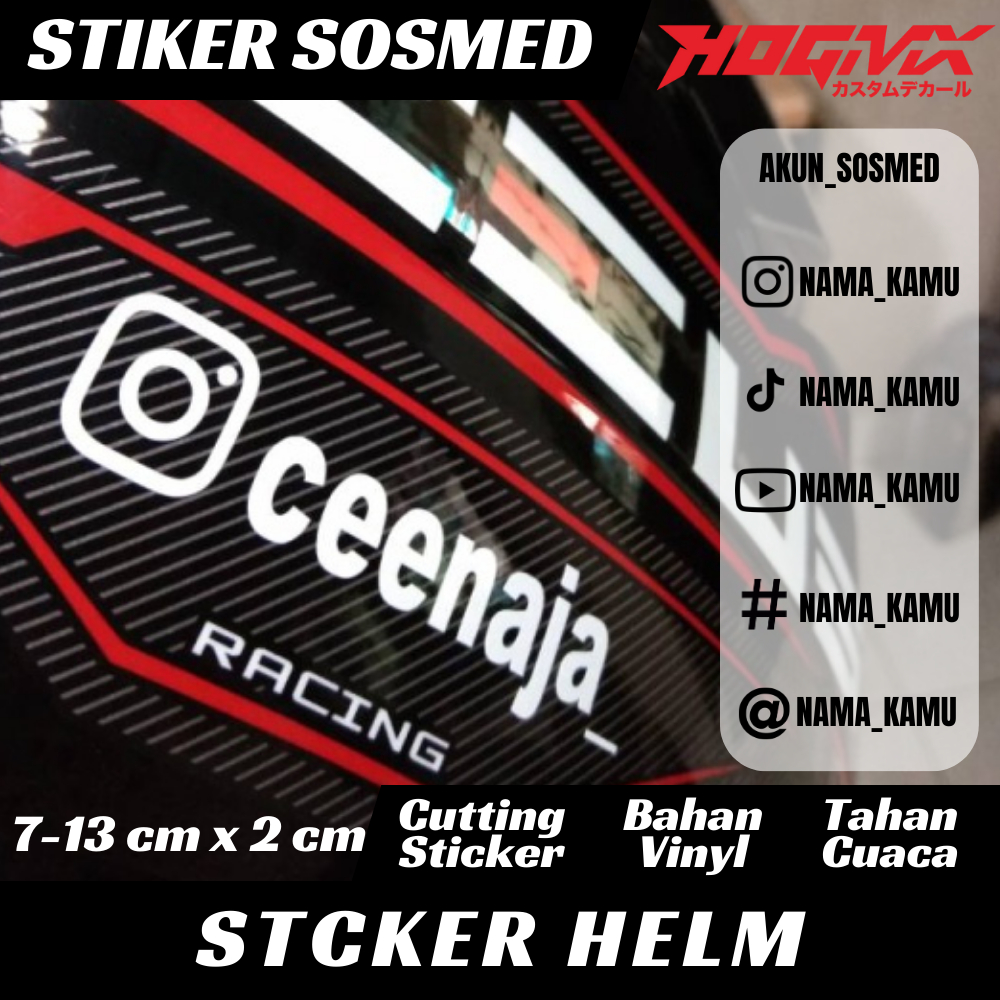 Social Media Sticker Instagram ID Custom Helmet Cutting Stickers ...