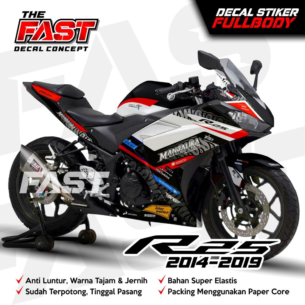 Yamaha R25 Fullbody Mandalika Custom Decal Sticker YZF R25 Sticker ...