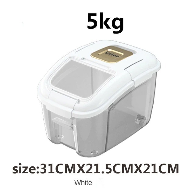 PUTIH Rice Container Rice Box Dispenser 5kg Rice Storage Box - White ...