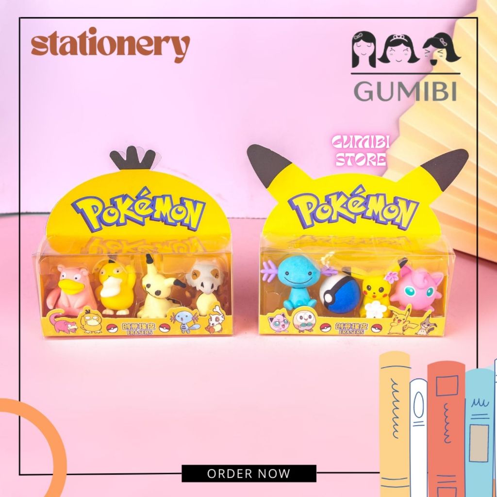 Pokemon ERASER POKEMON LUXURY BOX ERASER 1 BOX CONTAINS 4 PCS | Shopee ...