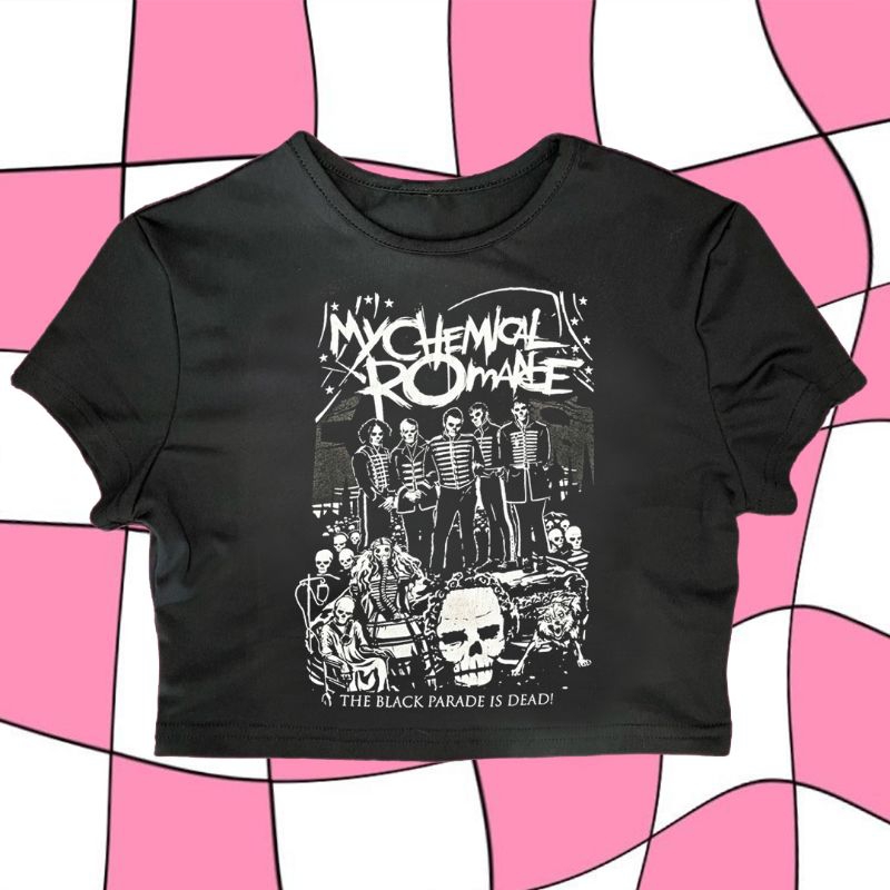 HITAM Crop TOP BAND MY CHEMICAL ROMANCE | Crop TEE MCR | Black EMO BAND ...
