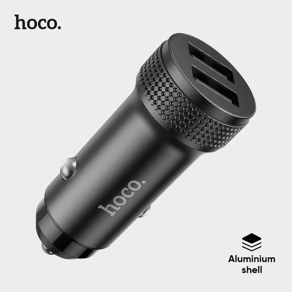 Hoco Car Charger 2 USB Ports Aluminum Alloy Z49 | Shopee Philippines