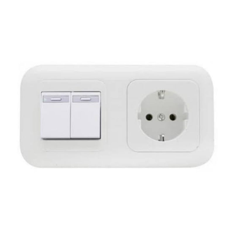 Panasonic 2 Gang Series Switch + White Non CP Wide Series Socket ...
