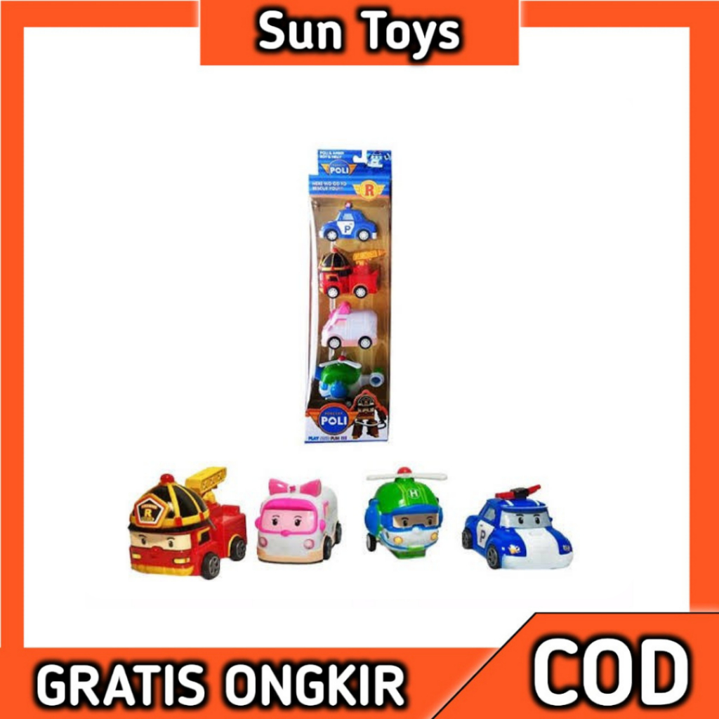 Children's toy mini robocar policar poli car 1 set 4 pcs 152-1B ...