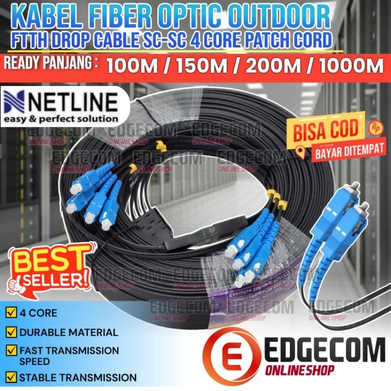 NETLINE FIBER CABLE OPTIC FO 4 CORE PRECON FTTH SC OUTDOOR 200 METERS ...