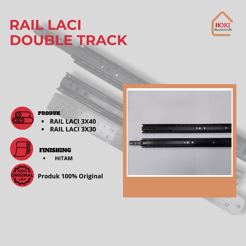 STANDARD DRAWER RAIL TRACK DOUBLE RAIL DRAWER SET 30CM/ 40CM / HOKI ...