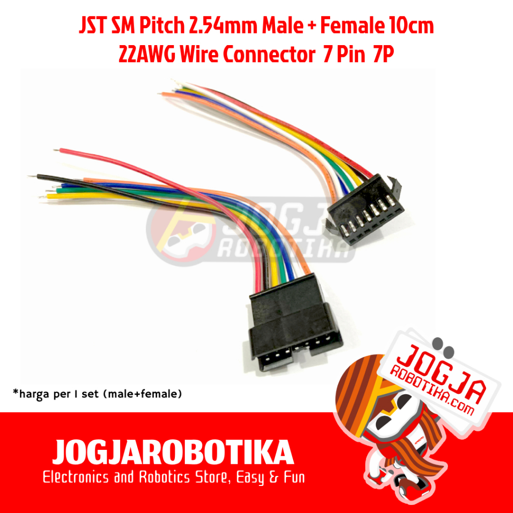 JST SM Pitch 2.54mm Male Female 10cm 22AWG Wire Connector 7 Pin 7P ...