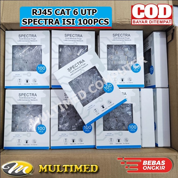 Rj45 CAT 6 UTP SPECTRA Connector / Connector CONTENTS 100 PCS | Shopee ...