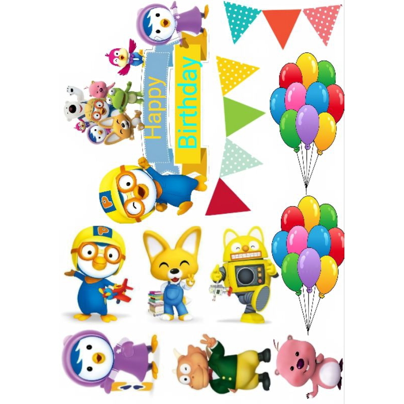 [1 Set] PORORO PREMIUM THICK CHARACTER CAKE TOPPER FOR TUMPENG SNACK ...