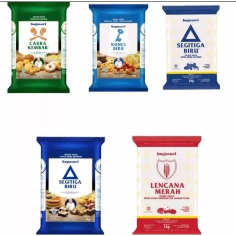 MERAH Blue triangle flour & red badge wheat flour 1kg | Shopee Philippines