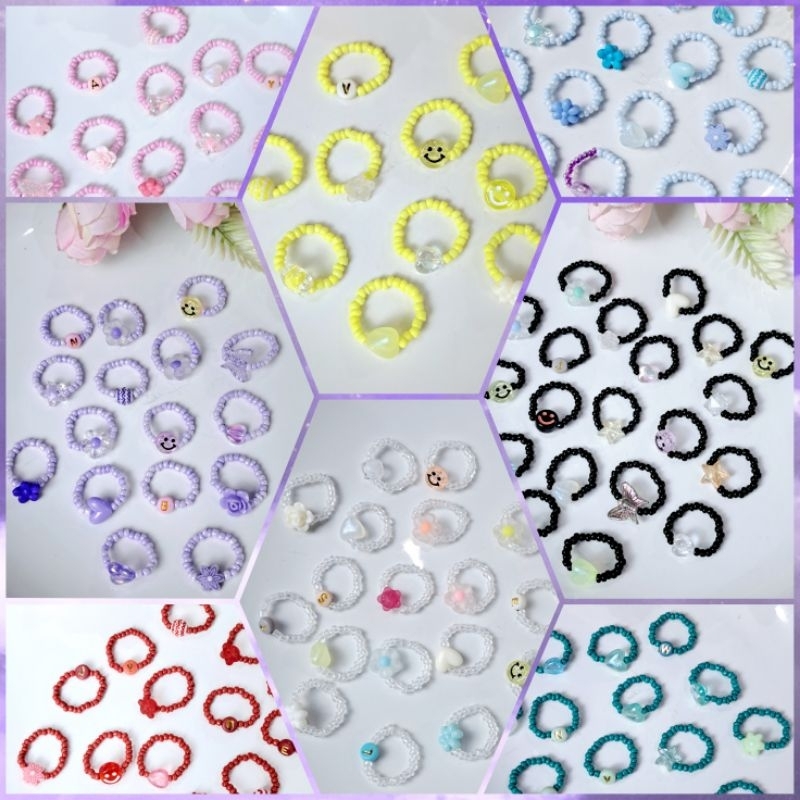 Beaded ring business package. Viral Korean rings. Free to choose color ...