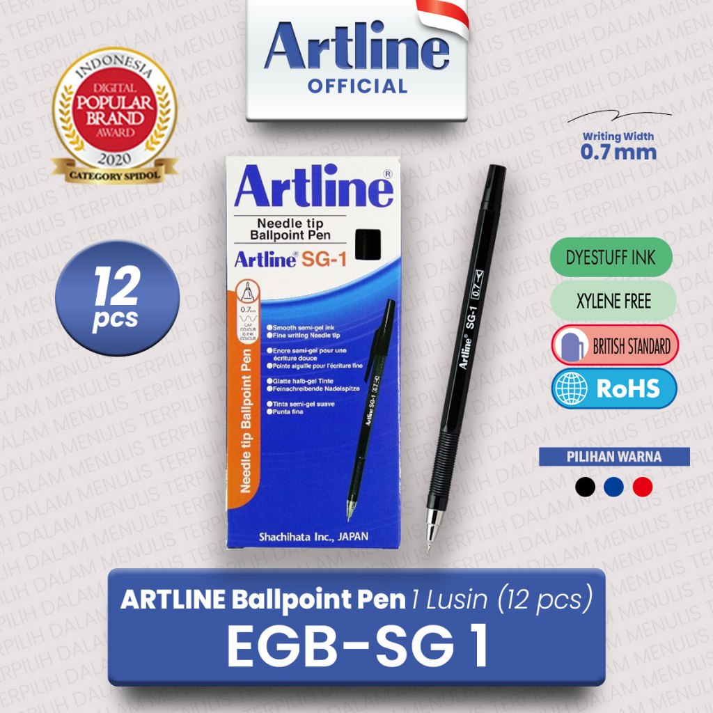 Artline Ballpoint Pen Pen 0.7 mm EGB-SG1 1 Dozen (12 pcs) | Shopee ...