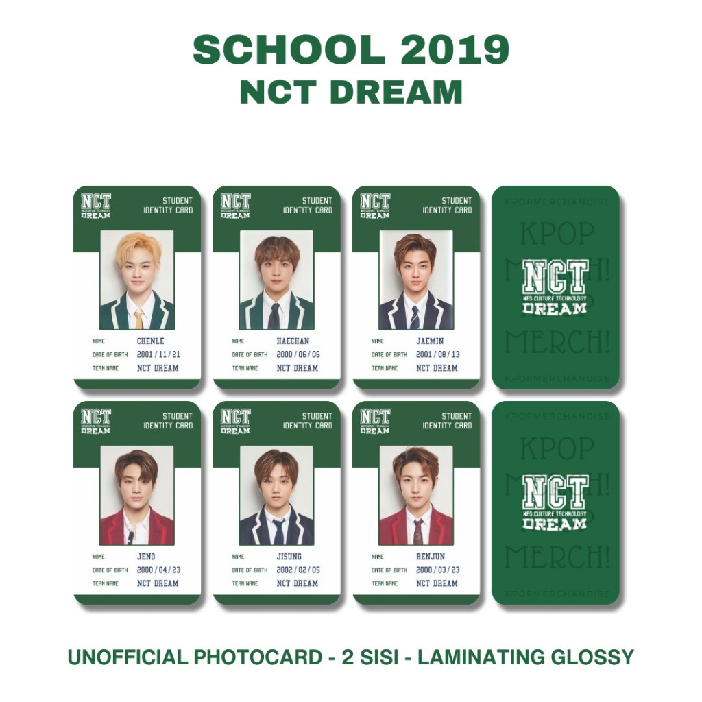 Nct Dream Back To School Photocard Kit Id Card Unofficial Complete ...