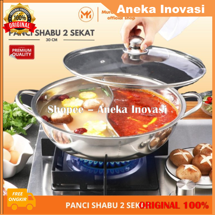 2 Piece Pan with Glass Lid Two Divider Shabu Pan 100% ORIGINAL | Shopee ...
