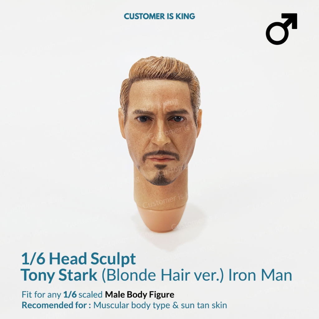 1/6 Head Sculpt Headsculpt HS Tony Stark Iron Man Blonde Kitbash ...