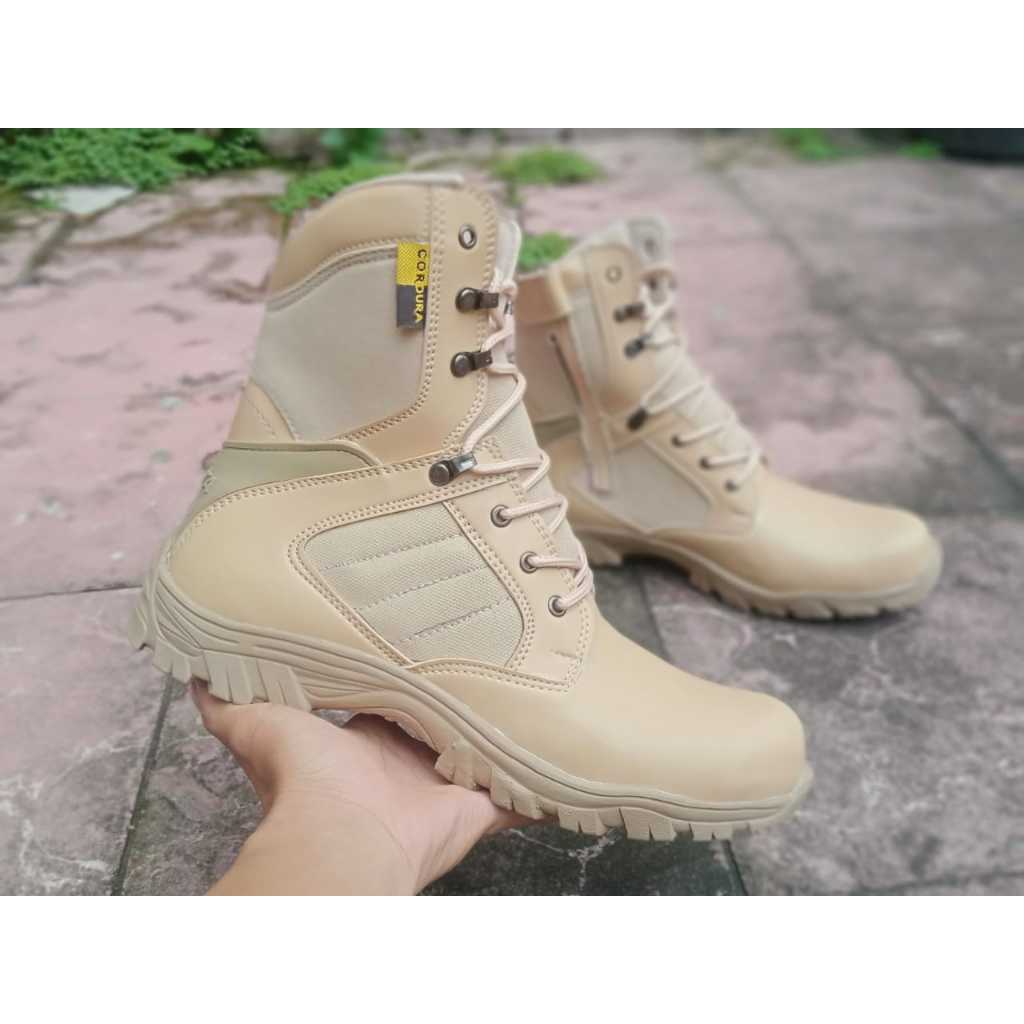 Delta safety Shoes Iron Toe boots touring hiking tactical cream 8 Inch ...