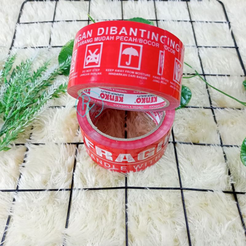 MERAH Duct Tape/Insulation/SELOTIP Brand KENKO FRAGILE Red Color 48MM ...