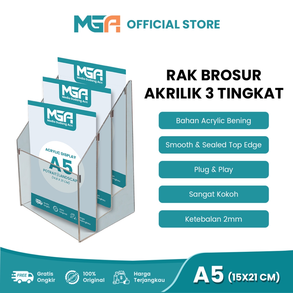 A5 3-tier ACRYLIC Brochure Rack/Level ACRYLIC Brochure DISPLAY | Shopee ...