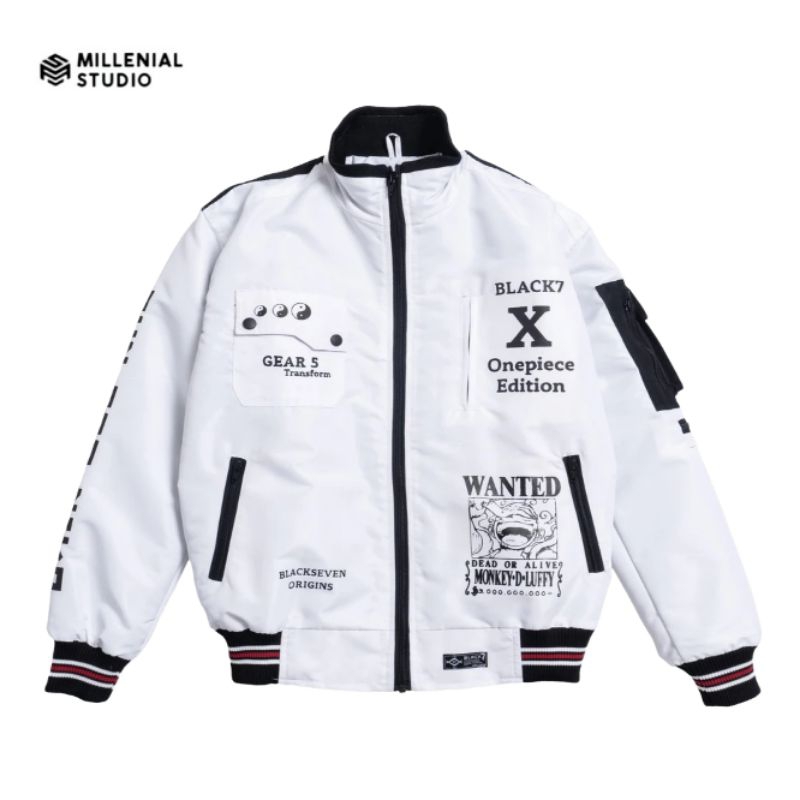 PUTIH White ONEPIECE BOMBER JACKET | D LUFFY SUN GOD NIKA | Anime ...