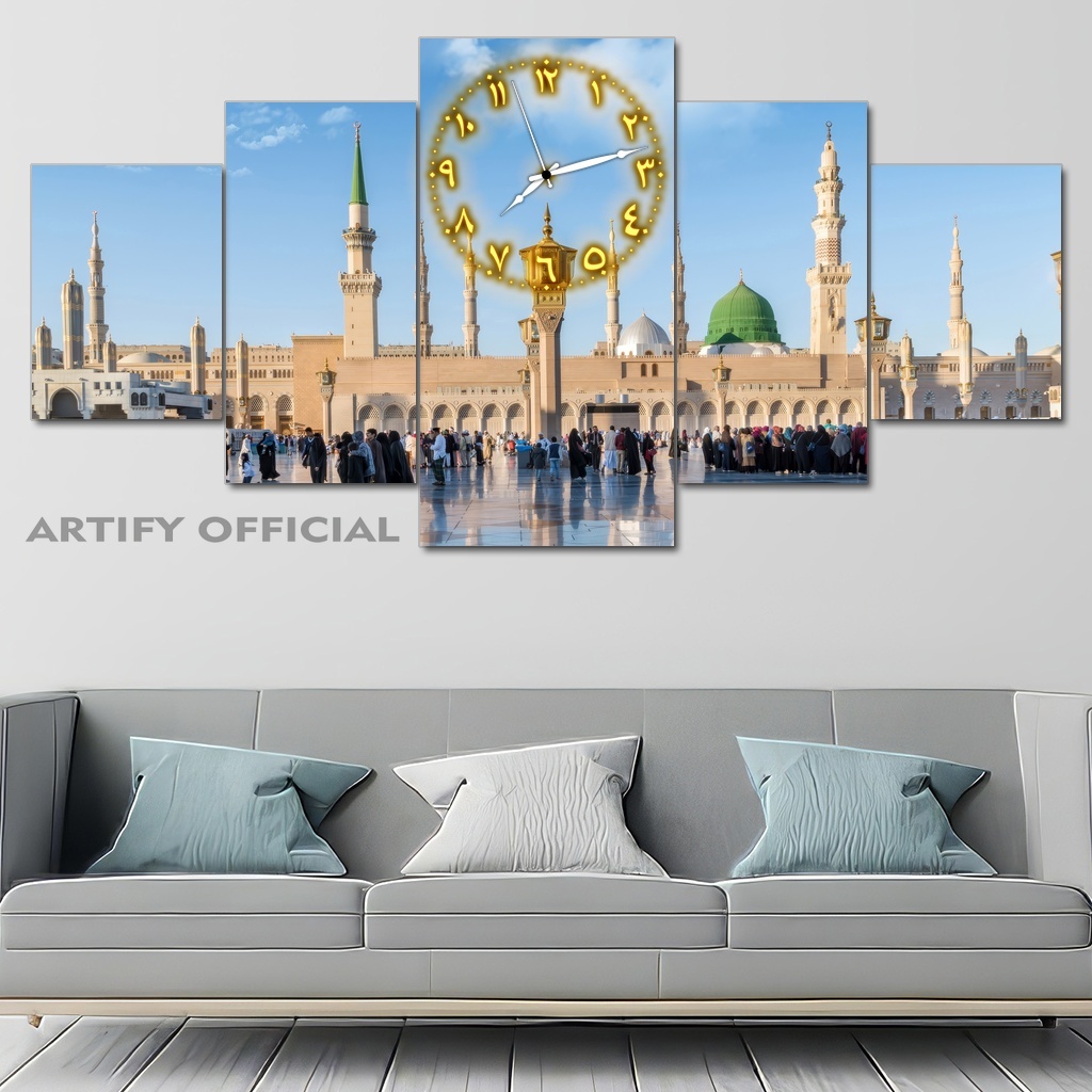 Muslim Aesthetic Clock Kota Mecca Medina 80X40 Multipanel / Islamic ...