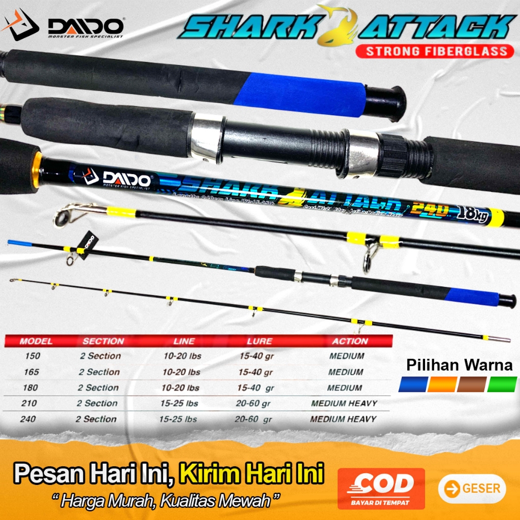 Daido Shark Attack & Shikari Kurage Fishing Rod 10-20 Lbs Free Shipping ...