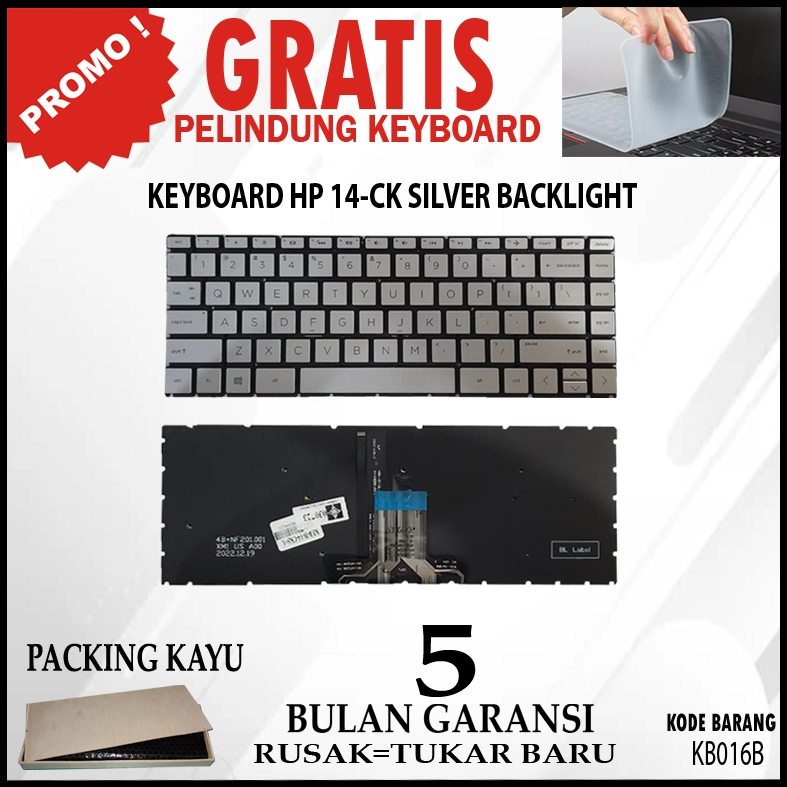 Hp Pavilion 14-CK 14-CF 14-DQ Silver Backlight Keyboard | Shopee ...