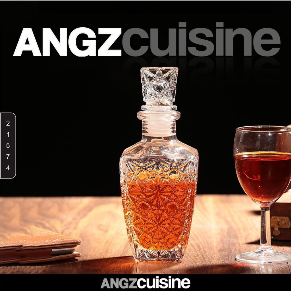 Tapered Square Diamond Crystal Glass Alcohol Bottle 500 ml BDG | Shopee ...