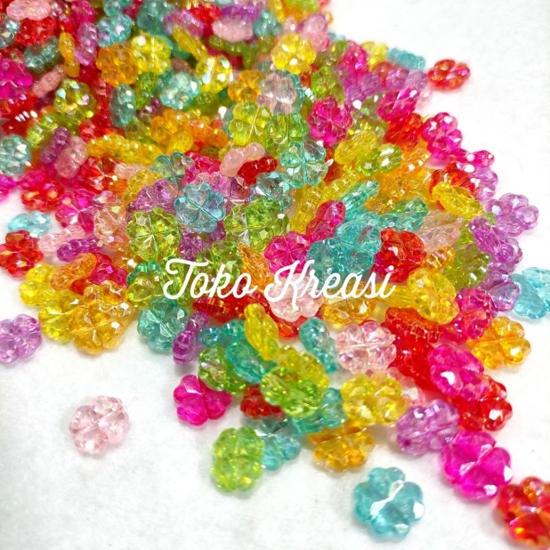 (Per Pack) Clear Flower Motes / Beads with Crystal Motifs | Shopee ...