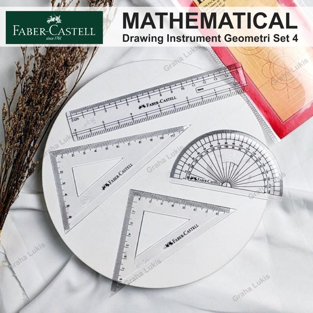 FABER-CASTELL Mathematical Drawing Instrument Geometry Set of 4 ...