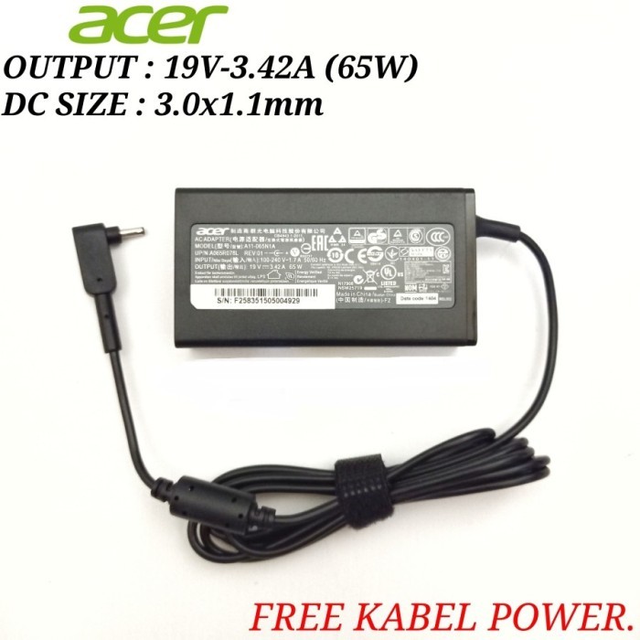 Original Acer Swift 3 SF314-54 19V-3.42A Charger Adapter (3.0mmx1.1mm ...