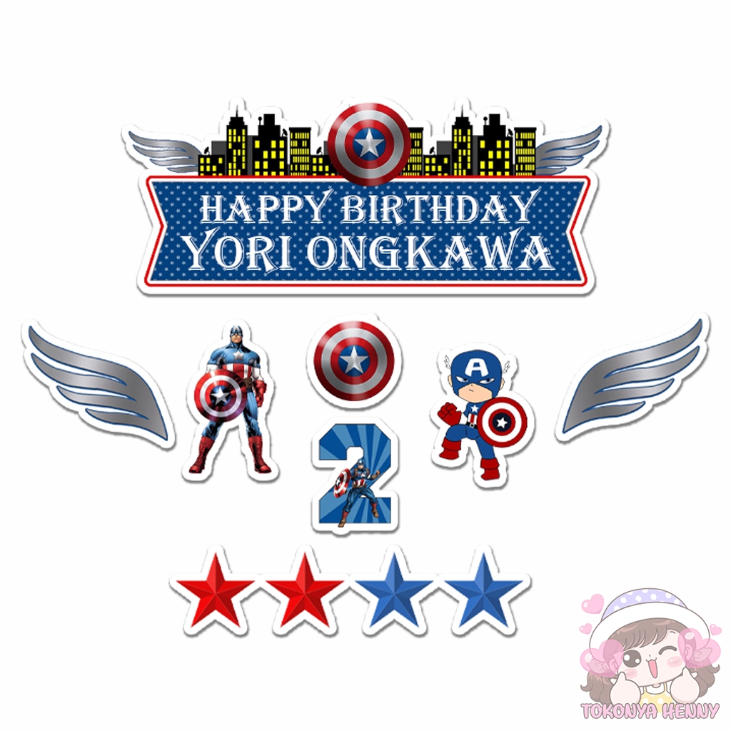 Captain America's CAPTAIN America's Birthday Cake Topper FREE Name+Age ...