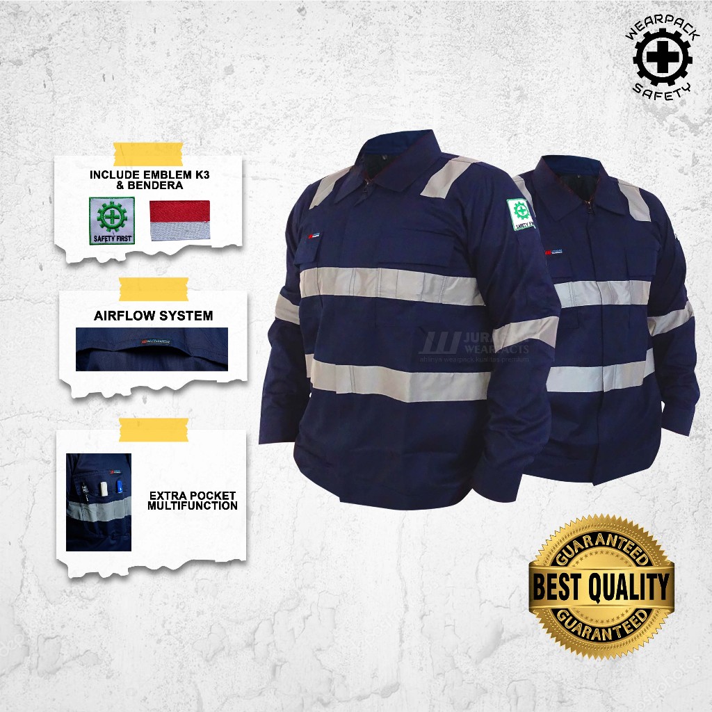 KEMEJA Wearpack Safety/Navy Blue Long Sleeve Top Shirt | Shopee Philippines