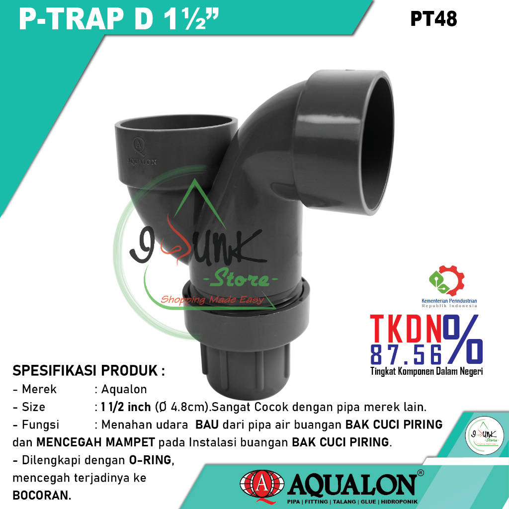 P TRAP D 1 1/2 INCH / SWAN NECK WASTAFEL PVC 1-1/2 INCH / P-TRAP PVC D ...