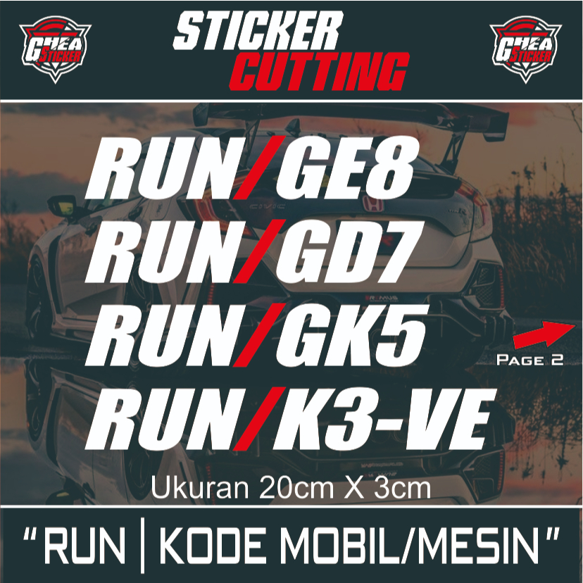 MESIN Sticker Cutting RUN/K3-VE - Sticker RUN Code Car/Machine RUN K3 ...