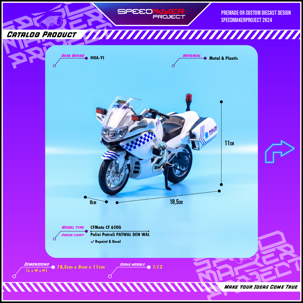 REPLIKA Hua Yi Custom CFMoto CF 650G Indonesian Police Patrol Patwal ...