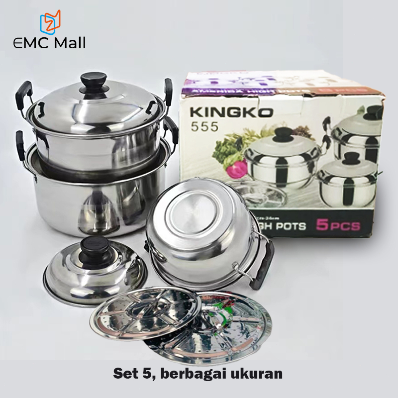 Emc Mall panci set Ox-555 stainless Contents 5 Sets+steamer/Pan 1set ...