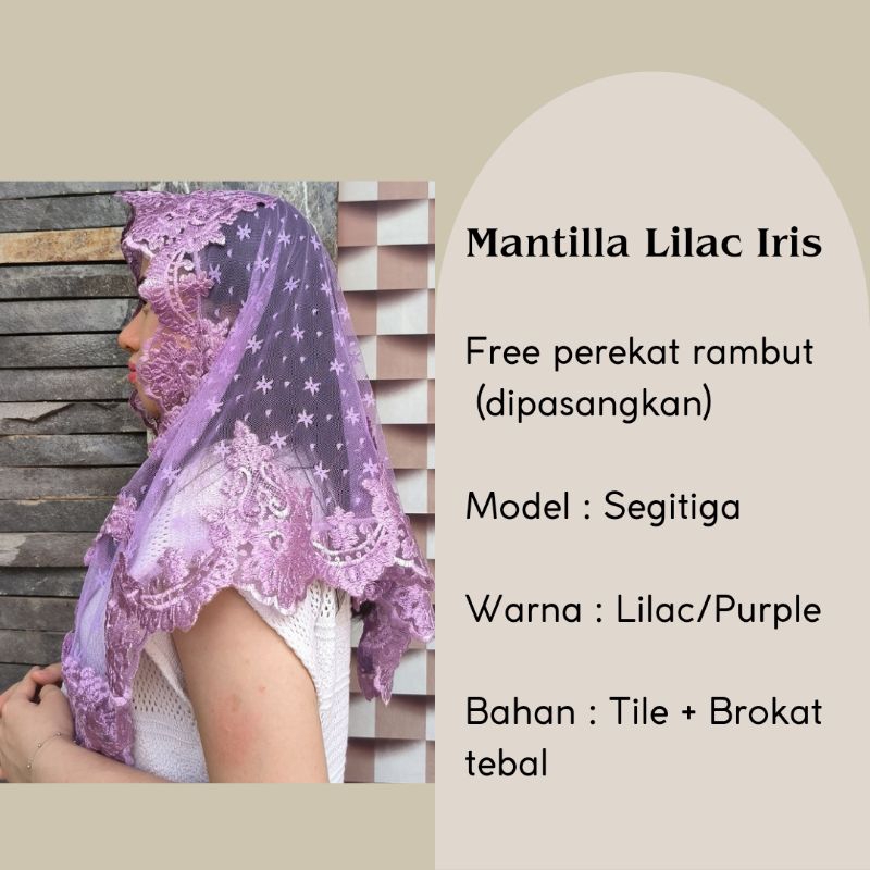 UNGU Mantilla Mantila Prayer Veil Mass Church Veil Iris Purple Purple Lilac | Shopee Philippines