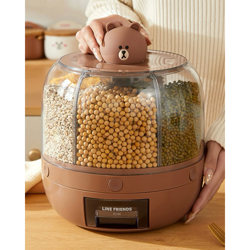 BROWN LINE FRIENDS RICE DISPENSER BEANS DRY SPICE KOREAN KITCHENWARE ...