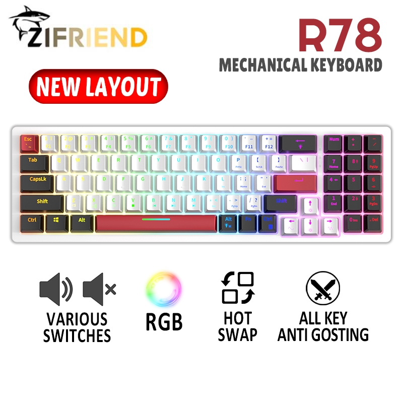Zifriend R78 Mechanical Gaming Keyboard 78 Keys Ergonomic Design ...